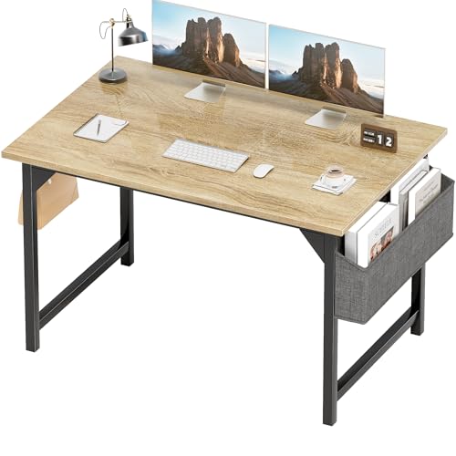 Shahoo 40 Inch Computer Desk, Wood Modern Simple PC Home Office Table for Small Spaces with Storage Bag and Headphone Hook for Home, Office, Study, Writing, Nature