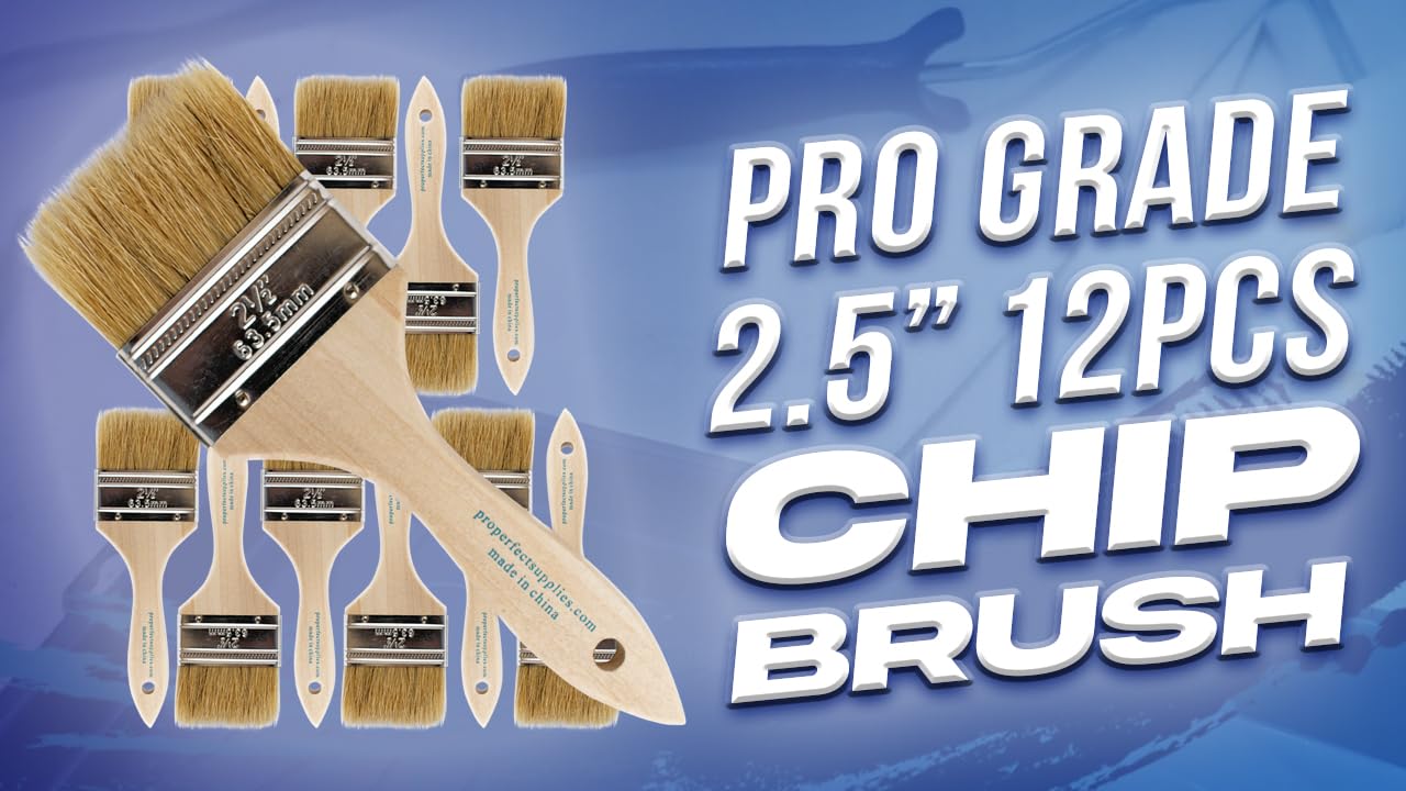 Pro Grade - Chip Paint Brushes - 12 Ea 2 Inch Chip Paint Brush Light Brown