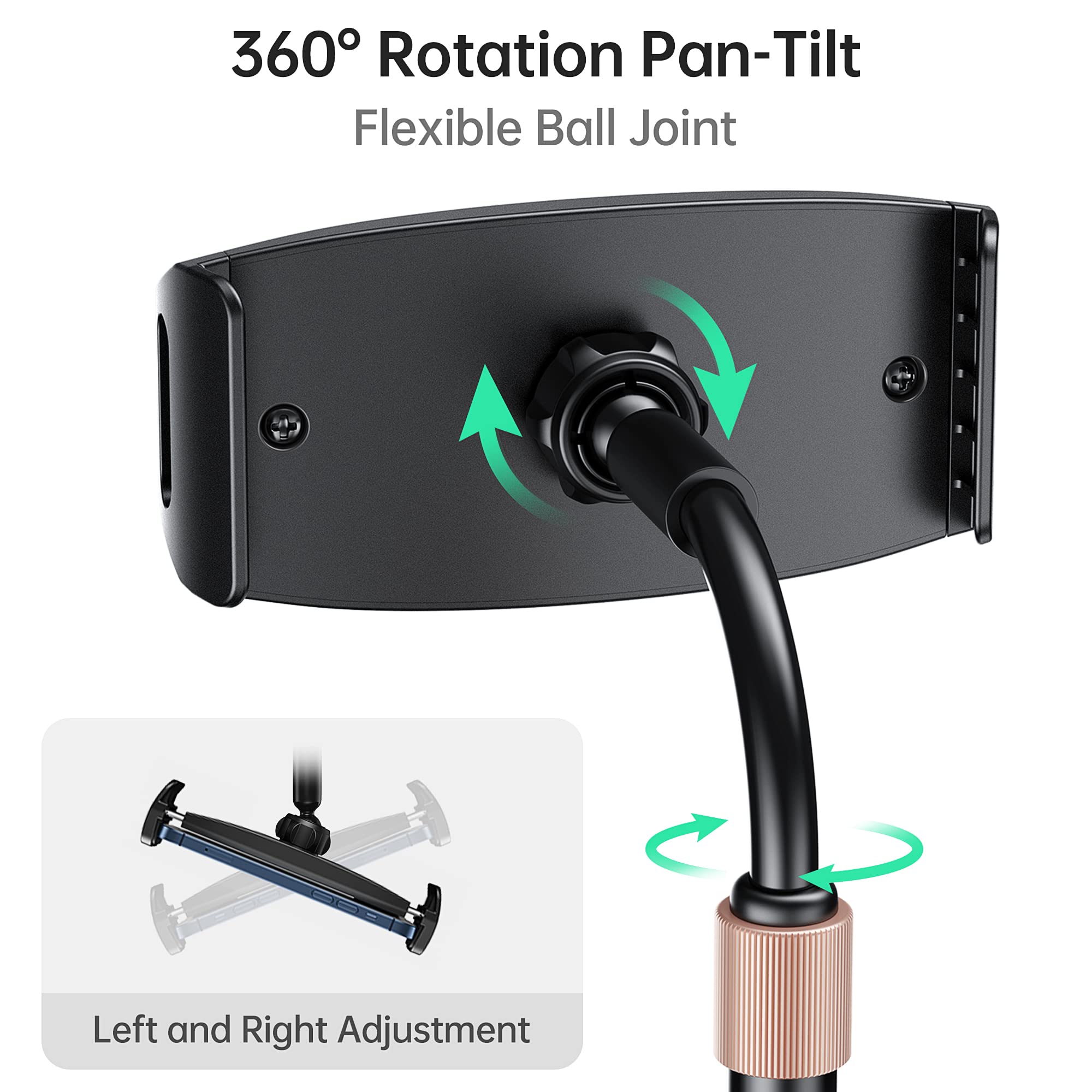 GUSGU Tablet Stand for Desk, Adjustable Height & Upgraded Clamp, Tablet Holder for 5.4”-12.9” Devices, Compatible with iPad Pro/Mini/Air, iPhone, Kindle, Fire HD