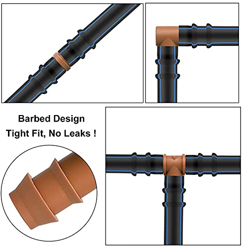 JAYEE 25 Pack Drip Irrigation Barbed Elbow Fittings (17mm) for 1/2" Drip Hose(0.600”ID) ,Sprinkler Tubing Connector for Drip System