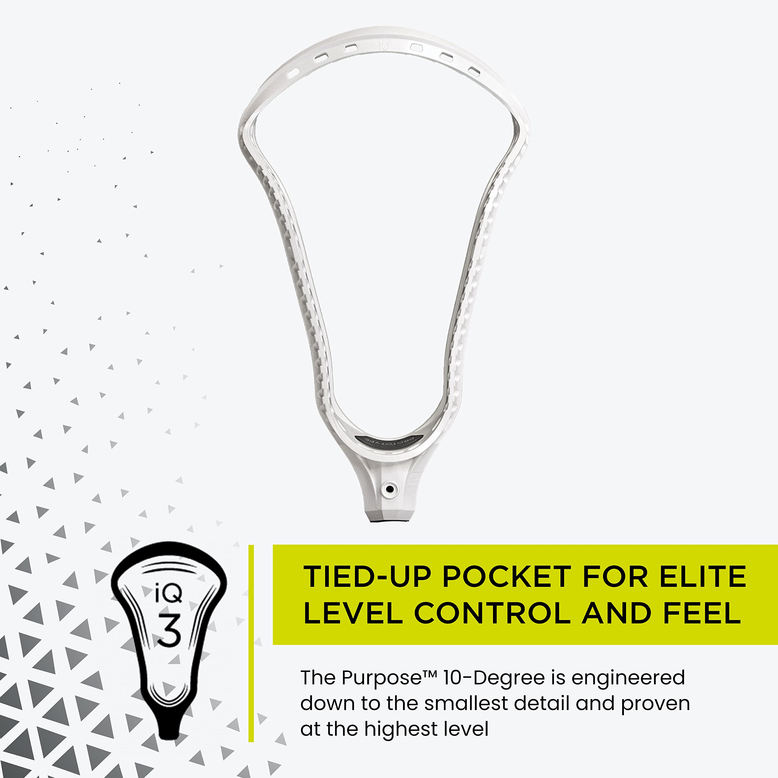 Epoch Women's 10-Degree Elite Lacrosse Unstrung Head for Attack/Midfield Power Players, Bottom Rail Design with Stiff Flex iQ3, Knot Lock Technology for Optimum Control and Feel, Made in USA