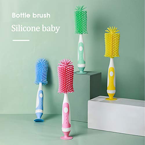 UUKING Baby Bottle Brush Small Bottle Silica Gel Scrubber Cleaner Brushes Set Sponge Washer Milk Water Cleaning Kit Cup, (Green)