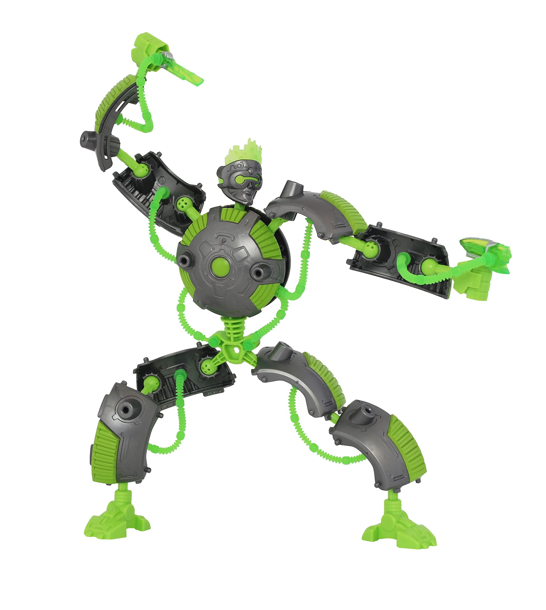 Giga Bots - Blaze | Energy Core Transforms Into 13 Inch Action Figure | Leader of The Scourage | Unique Toy Combat Attachments and Skills | Includes 33 Buildable Pieces