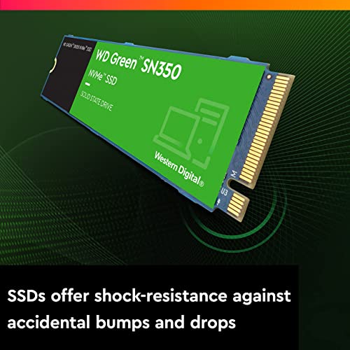 Western Digital 1TB WD Green SN350 NVMe Internal SSD Solid State Drive - Gen3 PCIe, QLC, M.2 2280, Up to 3,200 MB/s - WDS100T3G0C