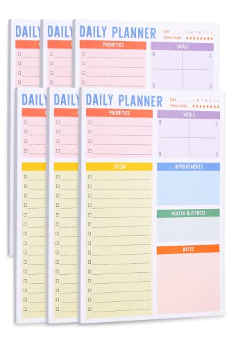 ECOHIP 10x7 6 Pack 60 Pages Daily Planner Lists to Do List Notepad Notebook Meal Planner Fitness Journal Appointment Book Undated Note Pad Total 360 Pages