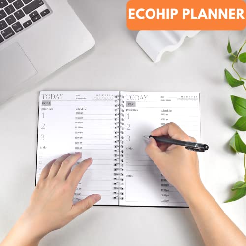 ECOHIP 6 Pack A5 Agenda Daily Planner Day Undated Hourly Planner 100 Pages Spiral Notebook Productivity Business Goal Schedule