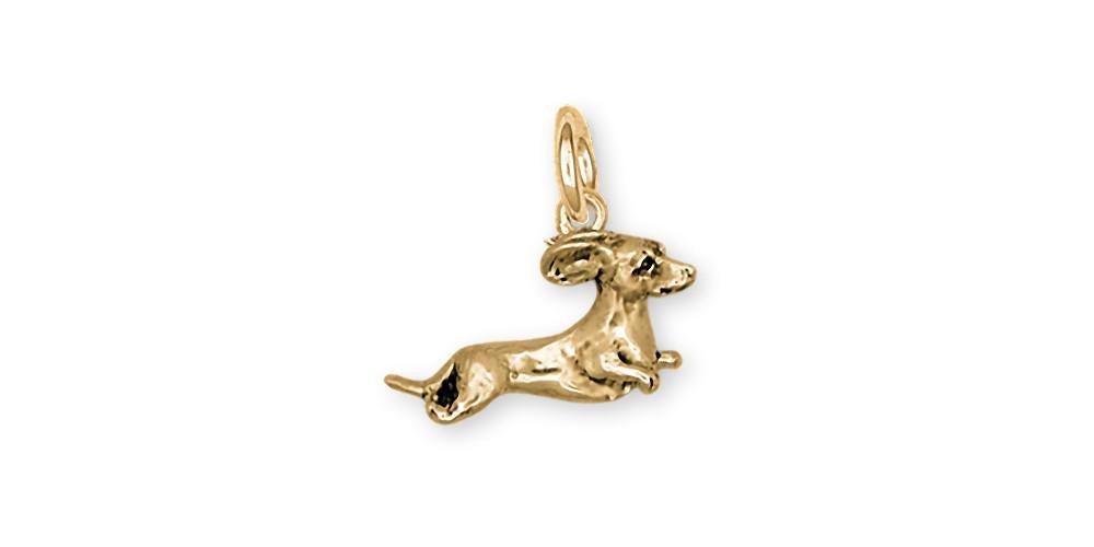 Esquivel and Fees Dachshund Jewelry 14k Gold Dachshund Charm Handmade Dog Jewelry DA13-CG