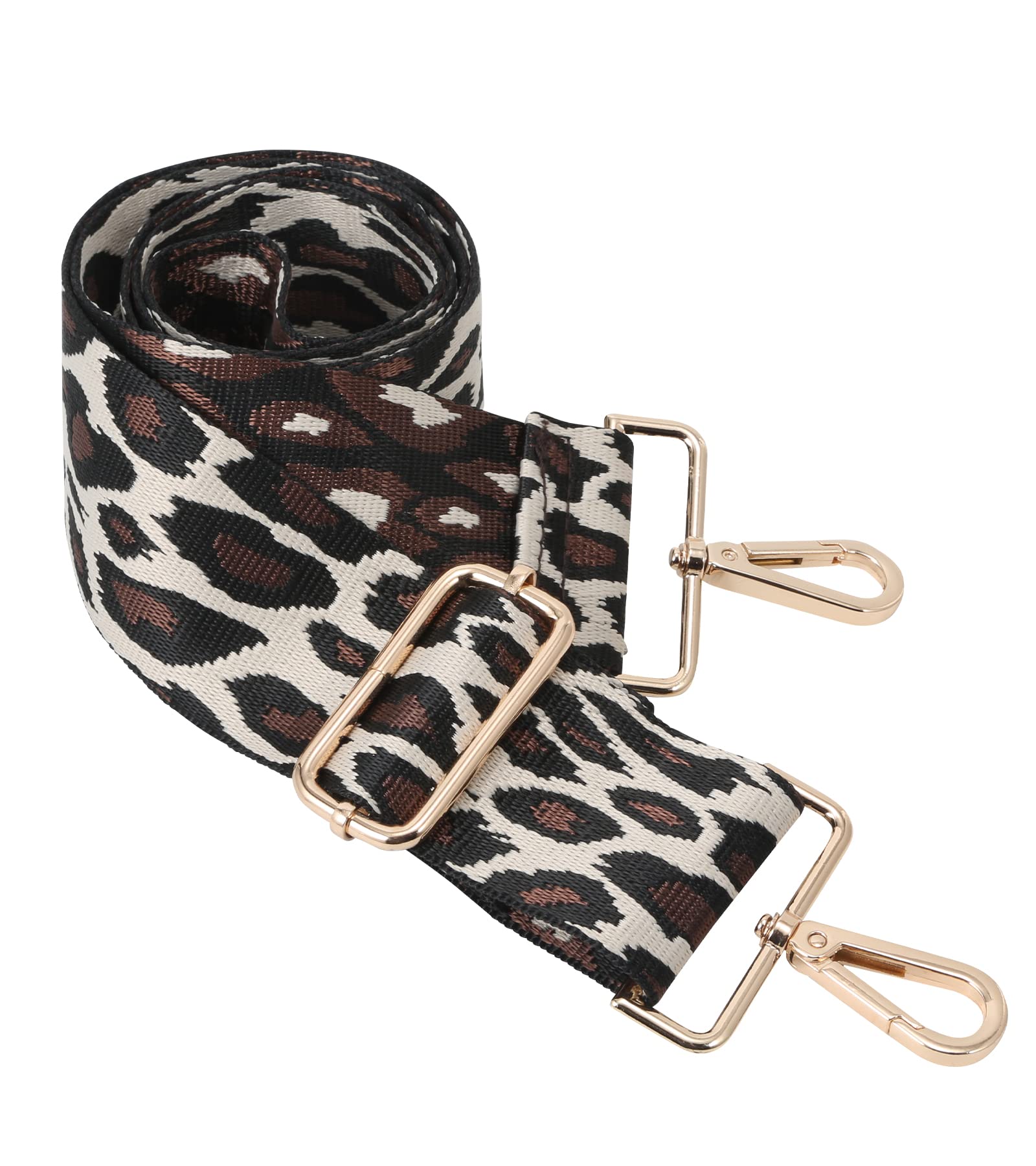 GINJKGO Purse Strap Replacement Crossbody - Wide Crossbody Bag Straps for Purses, Adjustable Bag Strap for Purses Leopard Pattern Leopard Pattern 2 inches