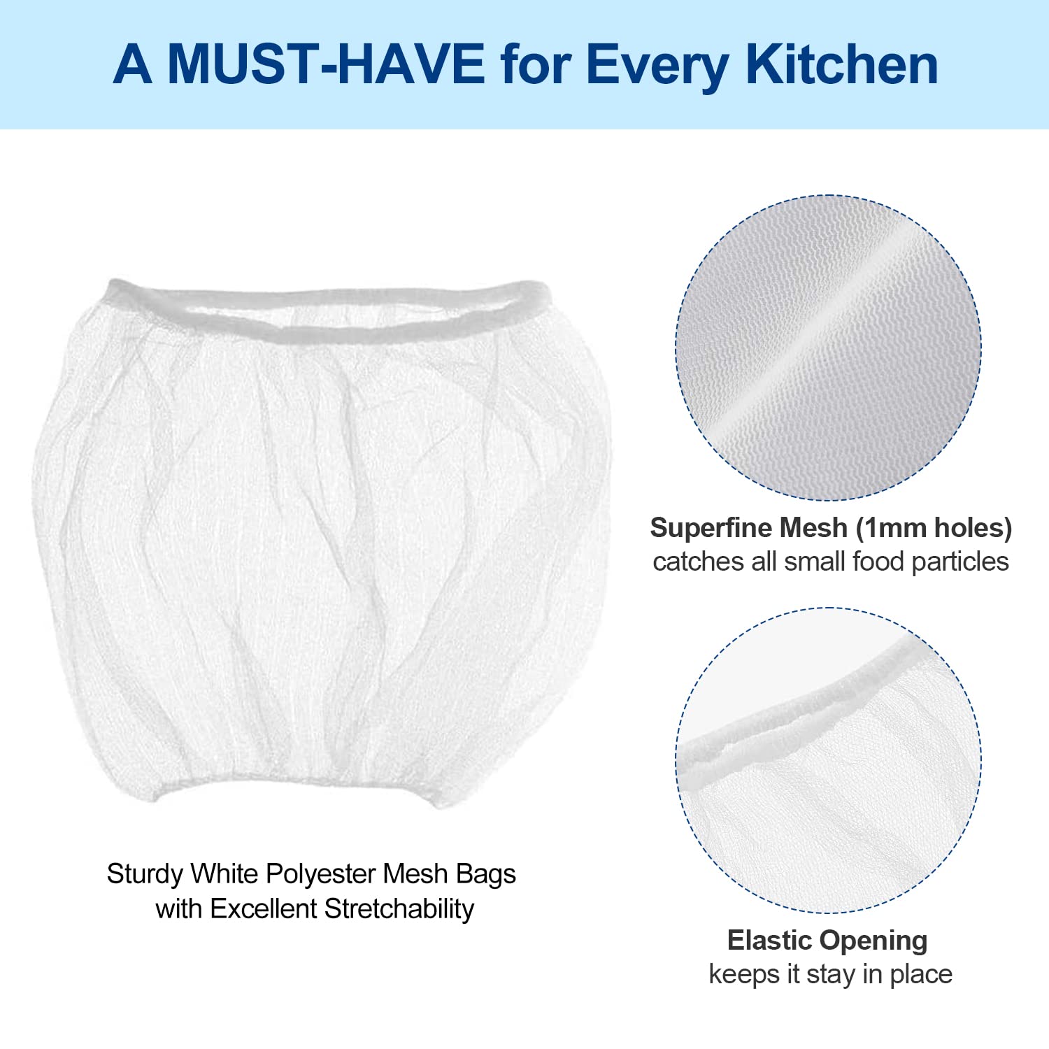 Kitchen Sink Saver | 300 PCS Disposable Mesh Bags for Kitchen Sink Strainer Kitchen Sink Drain Basket, Efficient Anti-Clogging 1mm Holes, Sink Food Catcher Drain Screen Filter