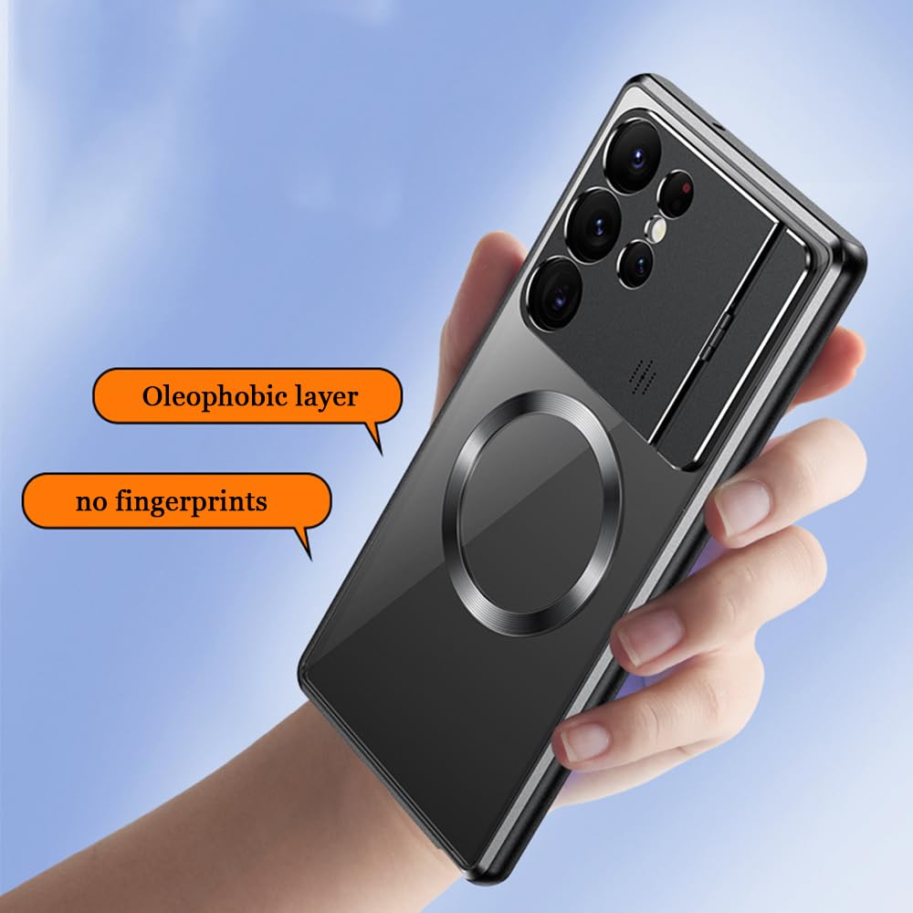 for Samsung S22/S23Ultra Magnetic Suction Folding Bracket Aromatherapy Phone Case (Black,for Samsung S22Ultra)