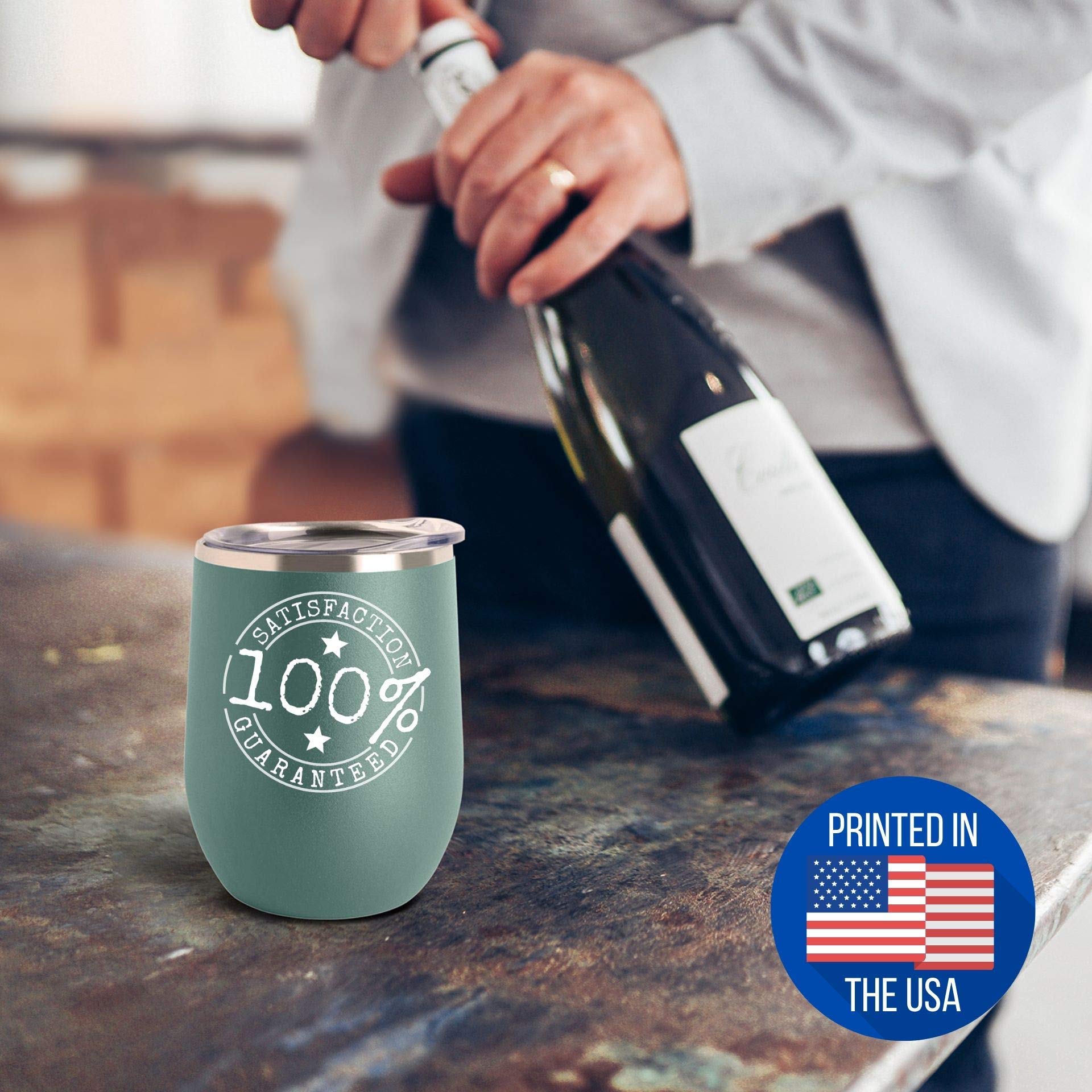 EzGift Funny Concertina Player Wine Glass Musician Gift Gag Insulated Tumbler With Lid Teal