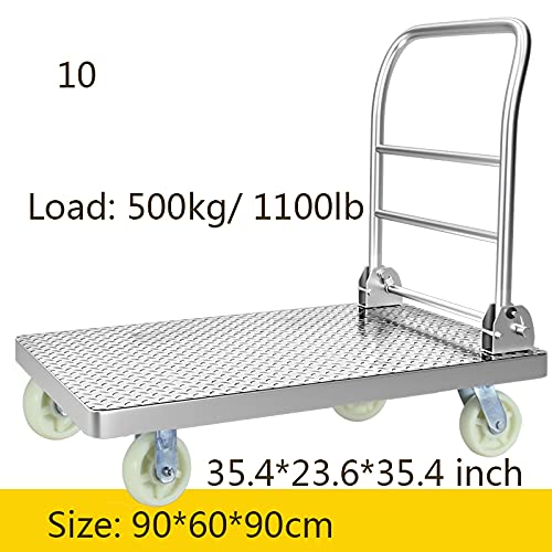 Generic Hand Truck Steel Platform Truck with Foldable Handle Easy Storage Rolling Flatbed Cart for Home Office Warehouse Moving Hand Truck Utility Cart (Size : 90 Nylon)