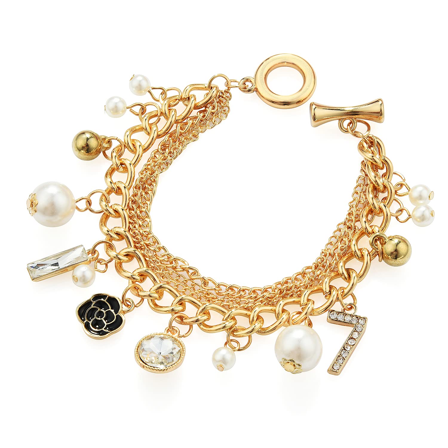 Fashion Gold Tone Chain Inspired Charm Bracelet for Women