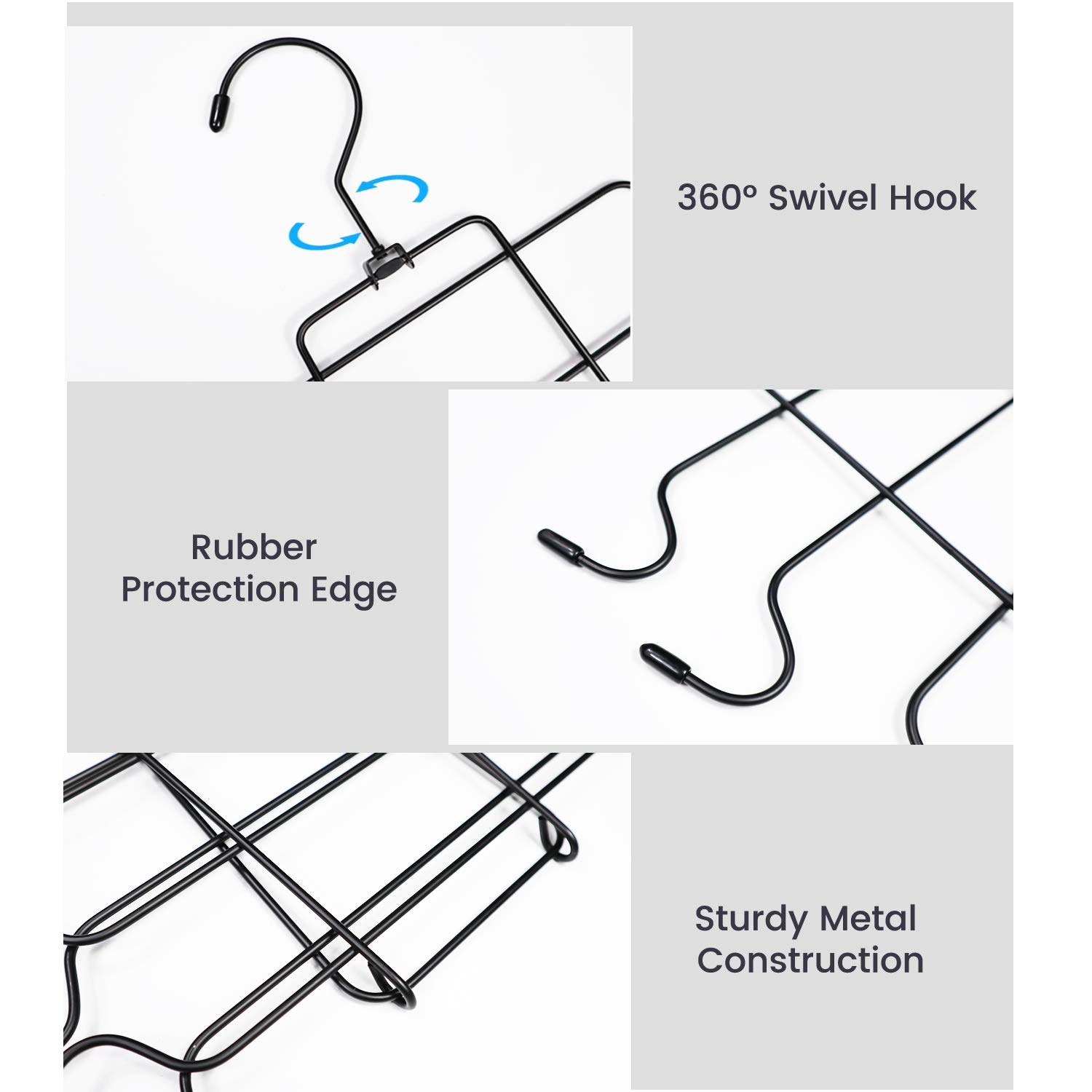 Niclogi Tank Tops Hanger Bra Hangers 2 Pack Space Saving Hanger Metal Folding Closet Organizer for Tank Tops, Cami, Bras, Bathing Suits, Belts, Ties(Black)
