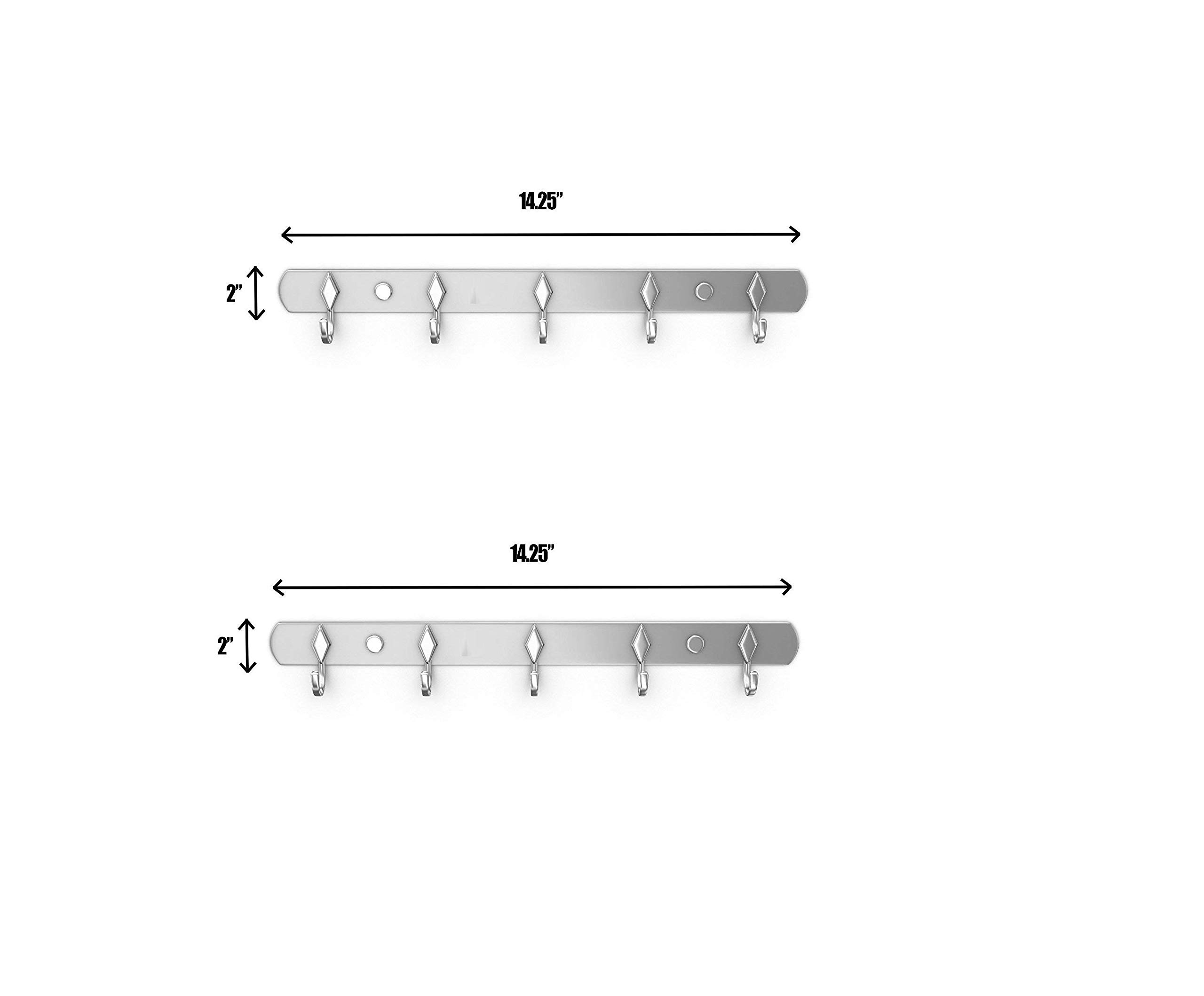 Professional Wall Mount Hook Rack for Barbecue BBQ Utensils Coats Pots Bathroom Towels 5 Hooks Rail for Hanging-Heavy Duty Stainless Steel