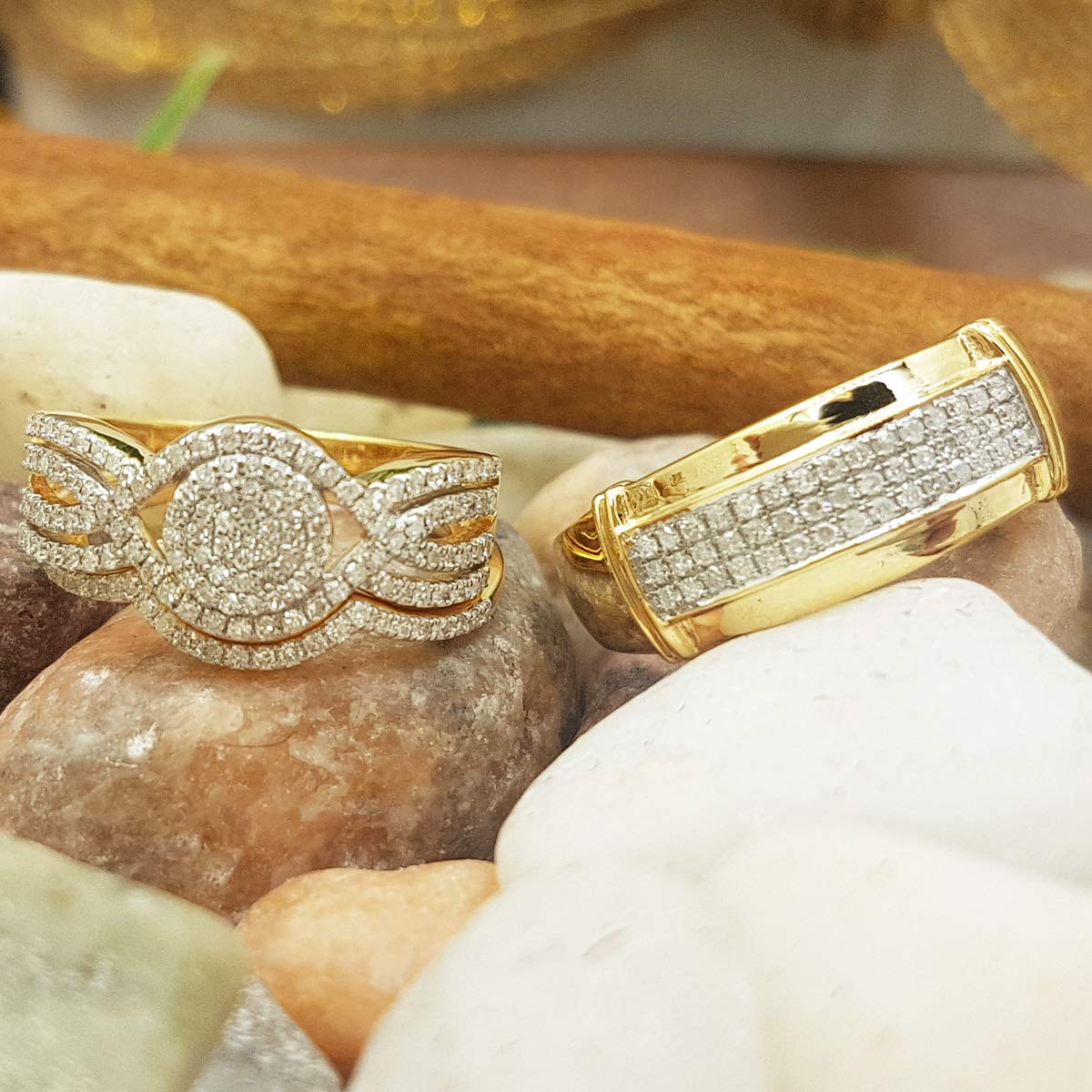 Dazzlingrock Collection Men’s and Women’s Ring with Enhancer Guard Band, 0.65 Carat (ctw) Diamond with 10k Yellow Gold, White