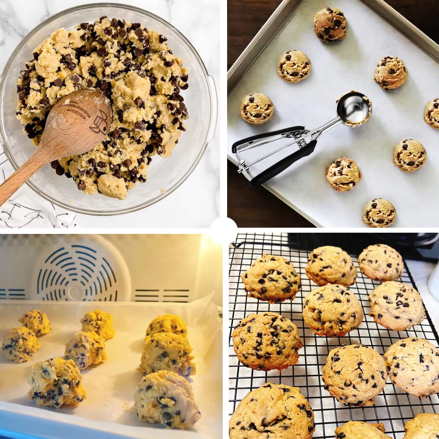 JUNADAEL J Cookie Scoop Set, Include 1 Tablespoon/ 2 Tablespoon/ 3 Tablespoon, Cookie Dough Scoop, Cookie Scoops for Baking set of 3, 18/8 Stainless Steel, Soft Grip