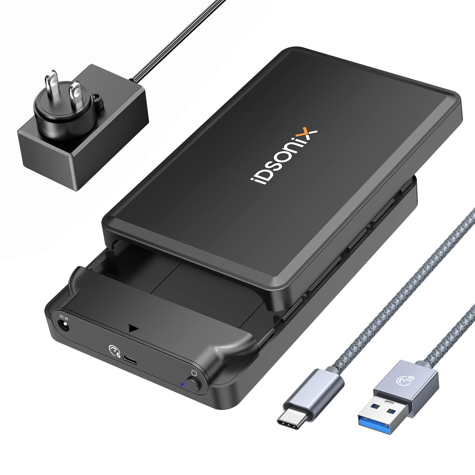 iDsonix 3.5 Inch Hard Drive Enclosure SATA USB C 3.1 Ultra 6G Speed External HDD Caddy Tool-Free Design for UASP , SATA HDD/SSD