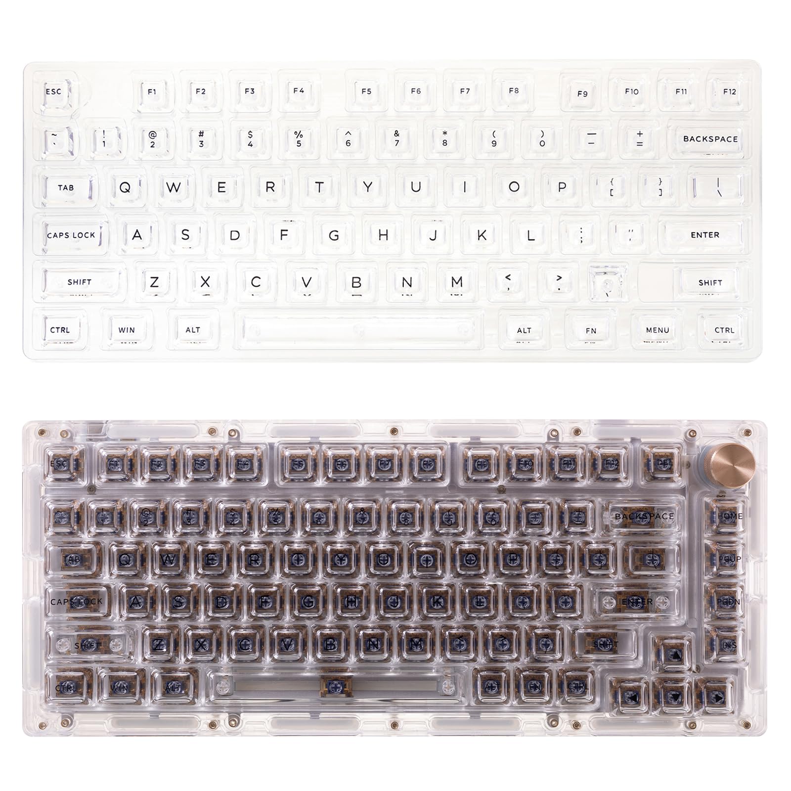GK GAMAKAY 138 Keys Transparent PC Keycaps Set, KCA Profile Keycaps for LK67 TK68 TK75 CK68 MK61/87/98/104/108 Layout MX Gateron Kailh Switch Mechanical Gaming Keyboard (Clear Style)