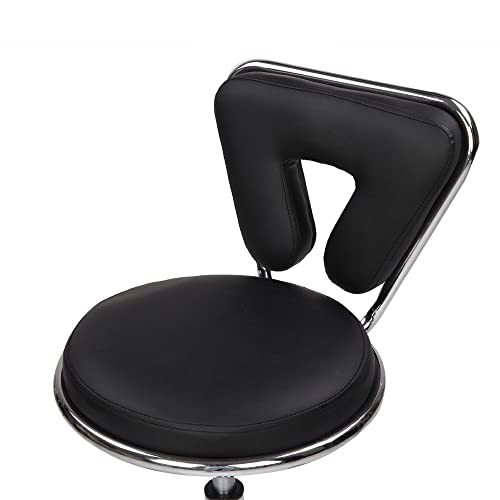 Hydraulic Rolling Swivel Salon Stool Chair Height Adjustable Nail Chair Home Spa Massage Manicure Facial Stool with Backrest and Wheels,Black