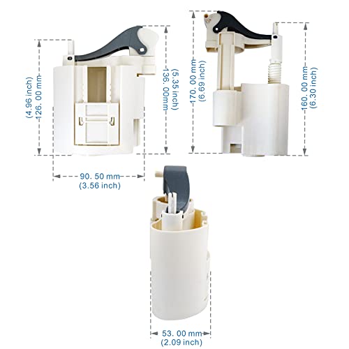 Lychee Light Dual Flush Valve Replacement Kit for One-piece Toilets, with Hydrator, Universal Tank Guts Rebuild Repair Parts and Assembly,3 Inch Dual Water Out (One-piece toilet fulsh valve)