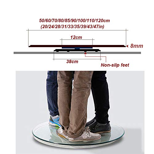 Large Lazy for Susan Dining Table - Smooth Swivel Glass Turntable with Aluminum Alloy Bearing - Perfect for Kitchen - 180° Rotation(Diameter: 80cm)