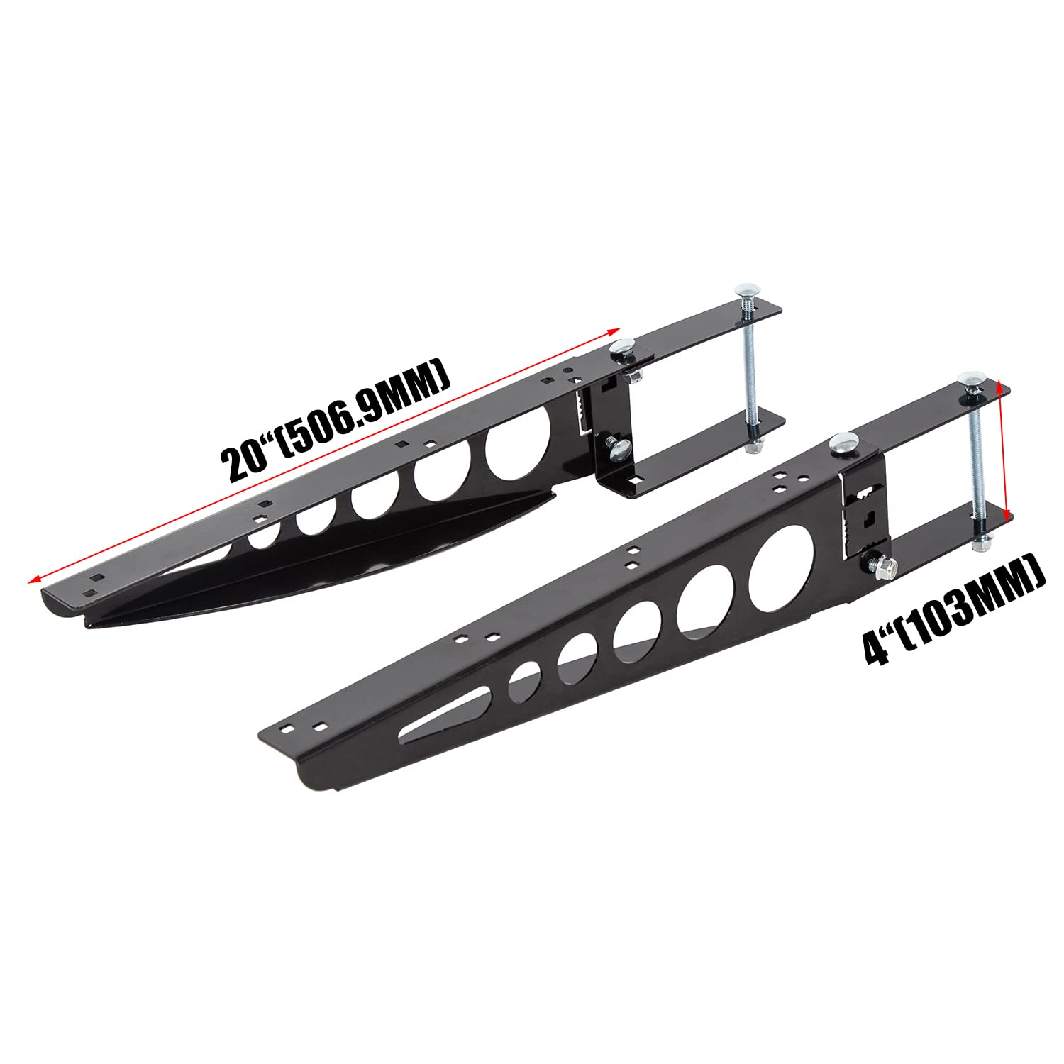 ECOTRIC Universal Bumper Cargo Bracket fits RV 4" Square Bumper Mounting Mounted Cargo Carrier Box Support Arms Bracket Mounting Racks. (A Pair!)