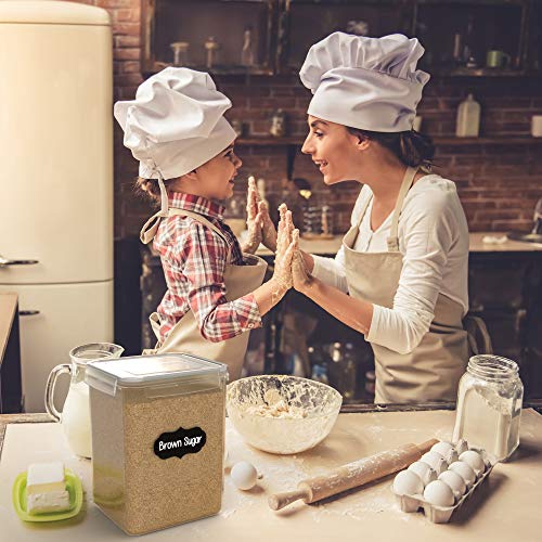 Simply Gourmet Airtight Food Storage Containers - Set of 3 Flour and Sugar Canisters for Pantry Storage and Organization - Marker & Labels Included