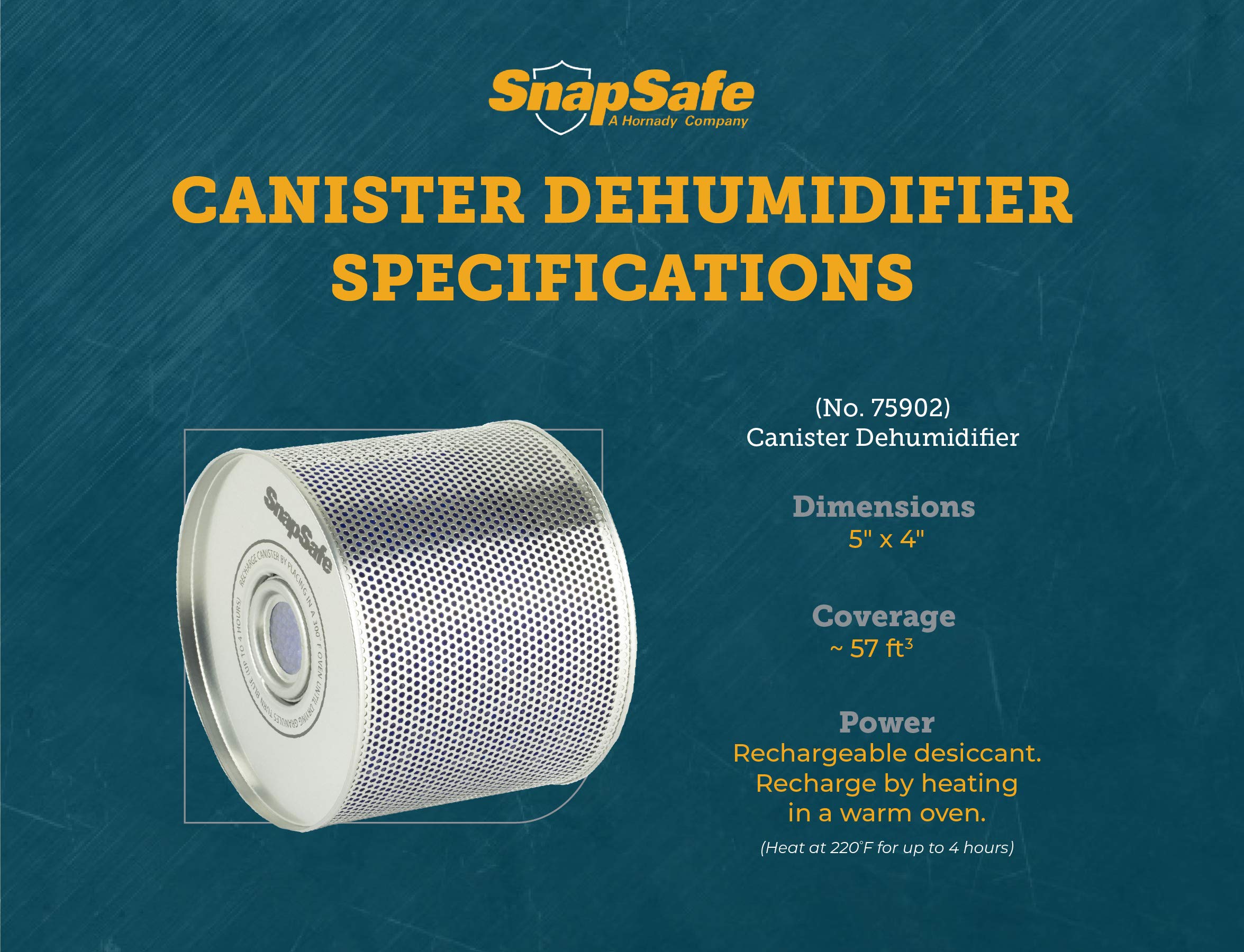 SnapSafe Reusable Canister Dehumidifier, 75902 - Portable, Easy to Use Moisture Absorbers for Gun Safes & Cabinets - Prevent Moisture Damage for Gun Safe Accessories, Firearms in Your Gun Vault