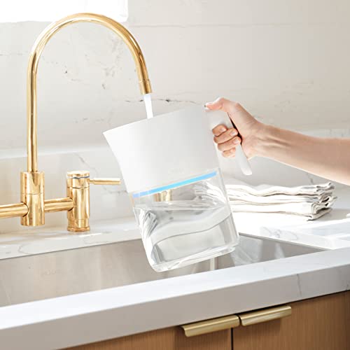LARQ Pitcher PureVis 1.9L/ 8-Cup | Self-Cleaning UV Water Filter Pitcher for Tap and Drinking Water | Plant-Based Carbon Filter, BPA Free | Pure White