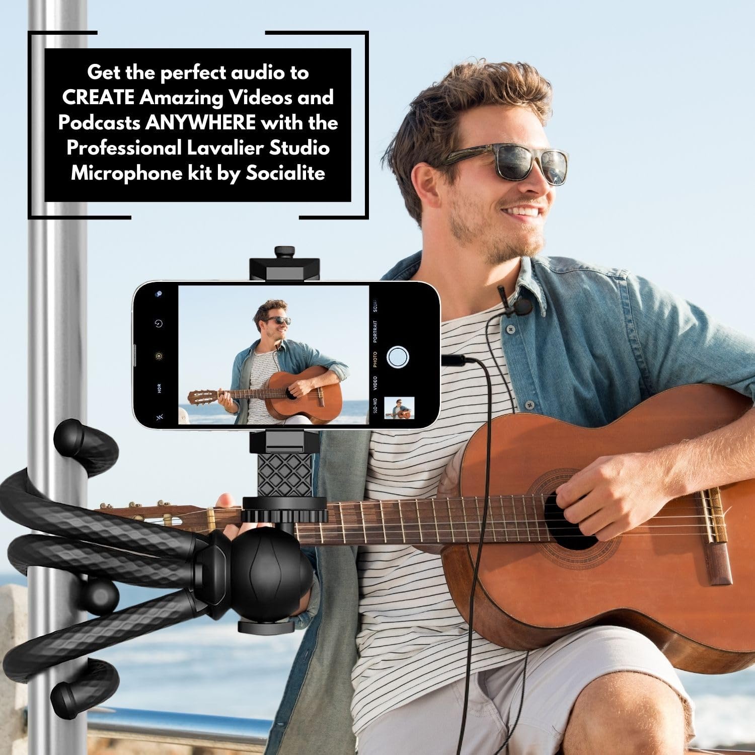 Socialite 3.5 mm Magic Microphone Clip On Lapel Lavalier Mic for Mac, PC, Compatible with iPhone Android Podcasting Recording Streaming incl Extra Long 6.5 Ft Extension Cable Just Plug and Play
