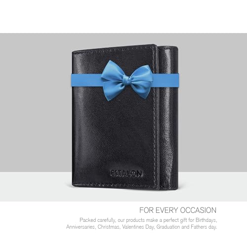 ESTALON Leather Trifold Wallet For Men with RFID Blocking - Men's Trifold Wallet with 6 Credit Card Slots 1 ID Window - Gifts For Men, Him