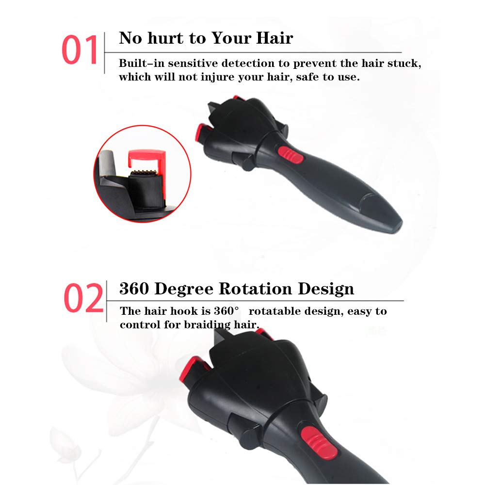 Electronic Quick Twist Hair Braiding Tool Automatic Hair Braider Machine Braid Maker DIY one-Click Control for DIY use(Upgraded Version Batterys Not Included)