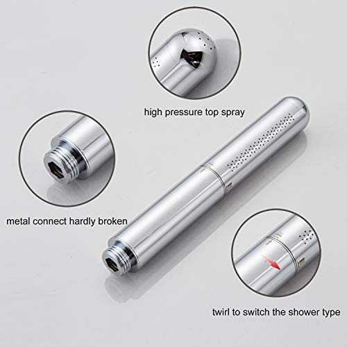 Handheld Showerhead Solid Copper Round Bar Bathroom hand-held shower head High pressure Shower heads Sprayer (Chrome)