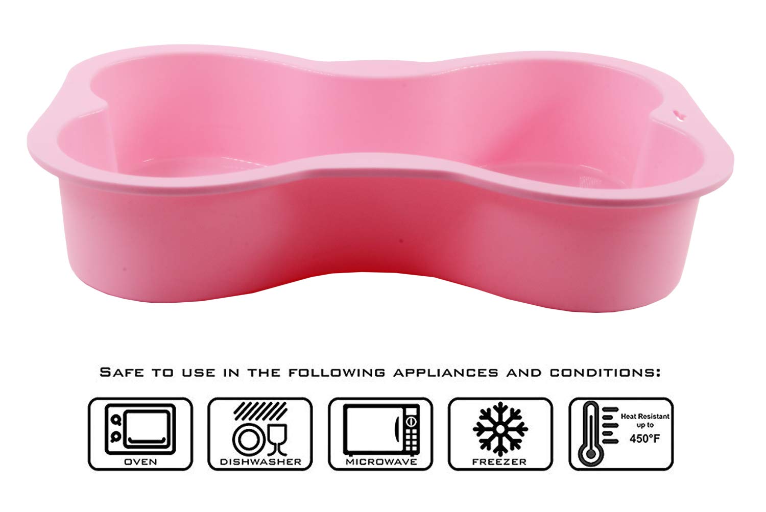 HINMAY Dog Birthday Cake Mold Silicone Bone Shape Cake Pan with Decorating Pen (Pink)