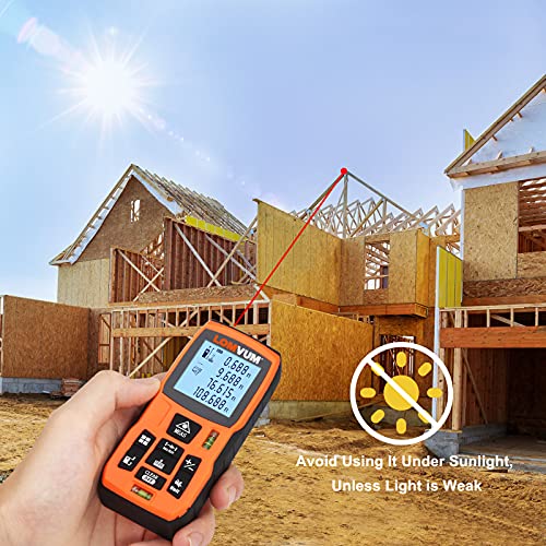 Laser Measure 165Ft - LOMVUM Laser Tape Measure Laser Measurement Tool with M/in/Ft Unit Switching, Backlit LCD, Pythagorean Mode, Measure Distance, Area and Volume - Carry Pouch and Battery Included