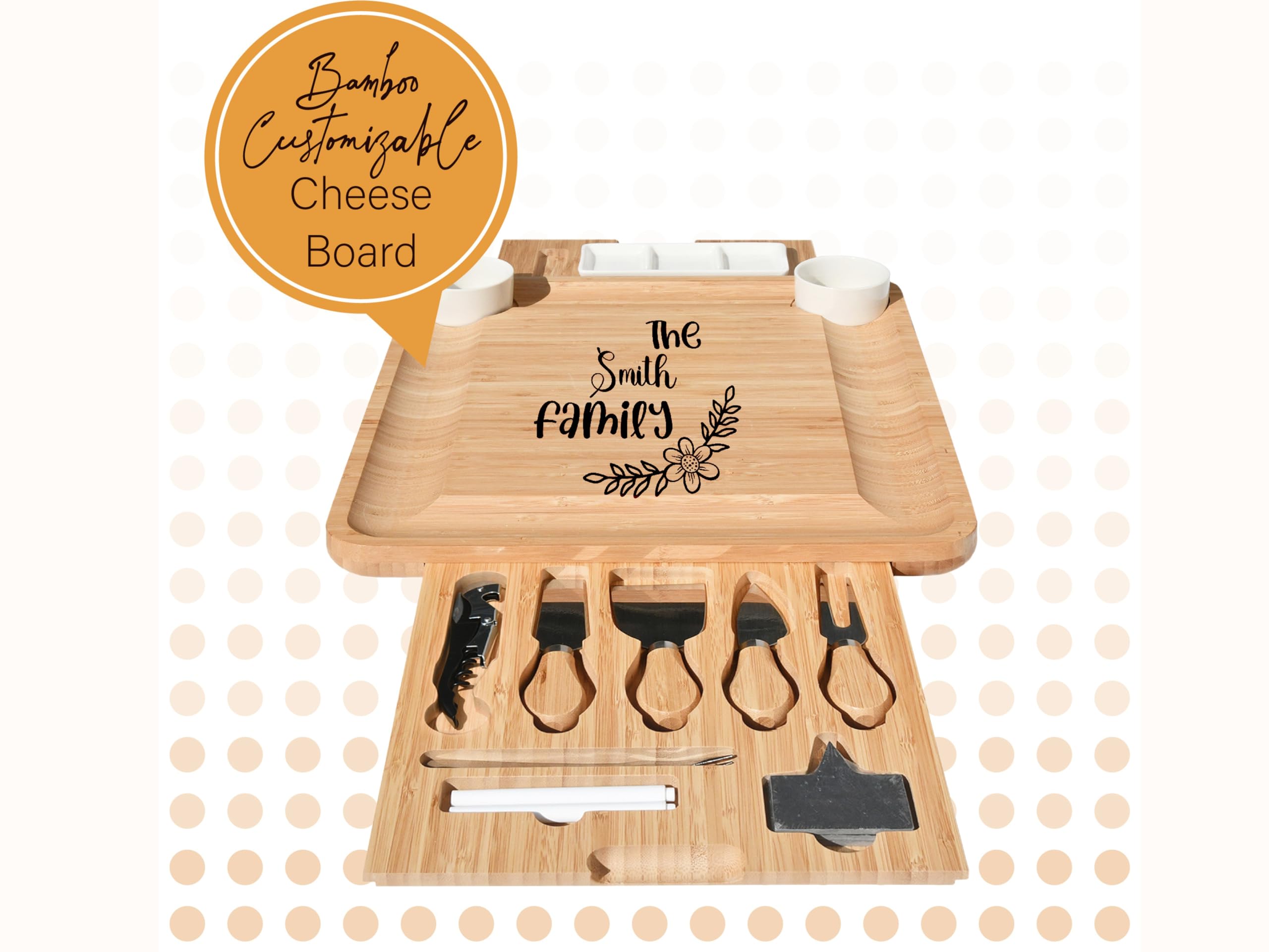 Personalized Charcuterie Board, Bamboo Cheese Board, Wedding Gifts, Housewarming Gift, Birthday Gifts for Women or Men, Custom Engraved Serving Platter by Yewbee