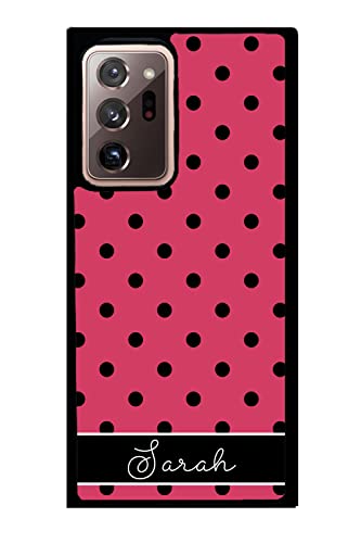 Pink Polka Dot Personalized Black Rubber Phone Case Compatible With Samsung Galaxy S23 S23+ Ultra S22 S22+ S21 S21FE S21+ S20FE S20+ S20 Note 20 S10 S10+ S10e