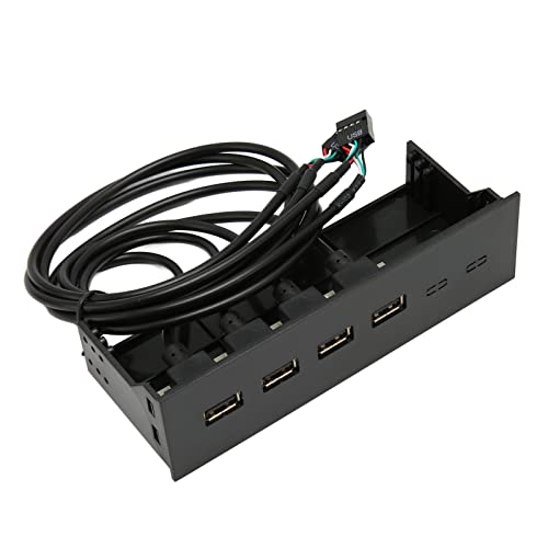 Jopwkuin Front Panel, Short Circuit Protection Easy Installation 5.25 Inch USB2.0 Hub Front Panel Sturdy Metal Construction for 5.25 Inch PC Computer Case