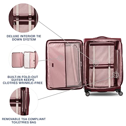 Travelpro Platinum Elite Softside Expandable Checked Luggage, 8 Wheel Spinner Large Suitcase, TSA Lock, Men and Women, Bordeaux Red, Checked Large 29-Inch