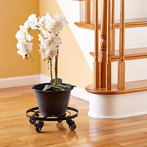 Patio Plant Trivet with Wheels | Outdoor Plant Stand with Wheels | Rolling Plant Stand with Casters Heavy Duty (44lbs Capacity) | Plant Dolly with Wheels | Modern Plant Stand Caddy (Set 2)