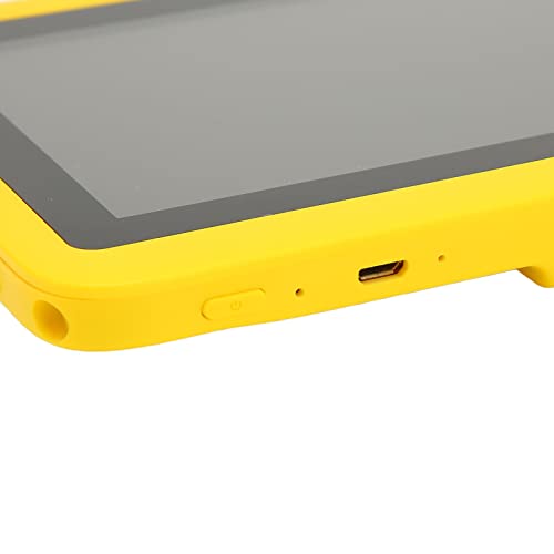 HAIKOO Childrens Tablet US Plug 100-240V 5MP Front 8MP Rear 7in 1960x1080 IPS HD Tablet 4GB 32GB for Android 10.0 for Reading (Yellow)