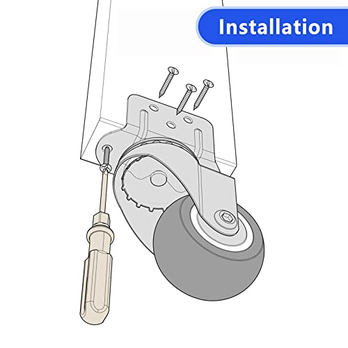 Side Mount Casters Set of 4 with Brake,1.5inch L-Shape TPR Plate Casters,Small Wheels for Furniture Wheels, Baby Bed, Suitcase, Cabinet Wheels, Table Casters, Loading Capacity 200 Lbs (1.5β L-Shape)