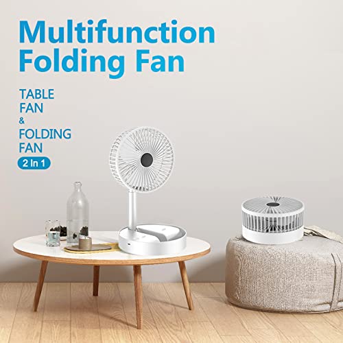 MAESHOP Portable Desk Fan 3 Speeds Wind Quiet Foldable Rechargeable Battery Operated USB Desktop Folding Fan For Office Trave Home Desk Outdoor Bedroom Trave,6.5-Inch (White)