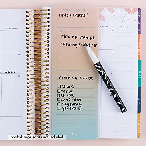 Erin Condren Universal Dashboard - Daily Focus. Two-Sided Layout Works with Wet-Erase Markers. Platinum Foil Accents. Snaps into All A5 Spiral Notebooks