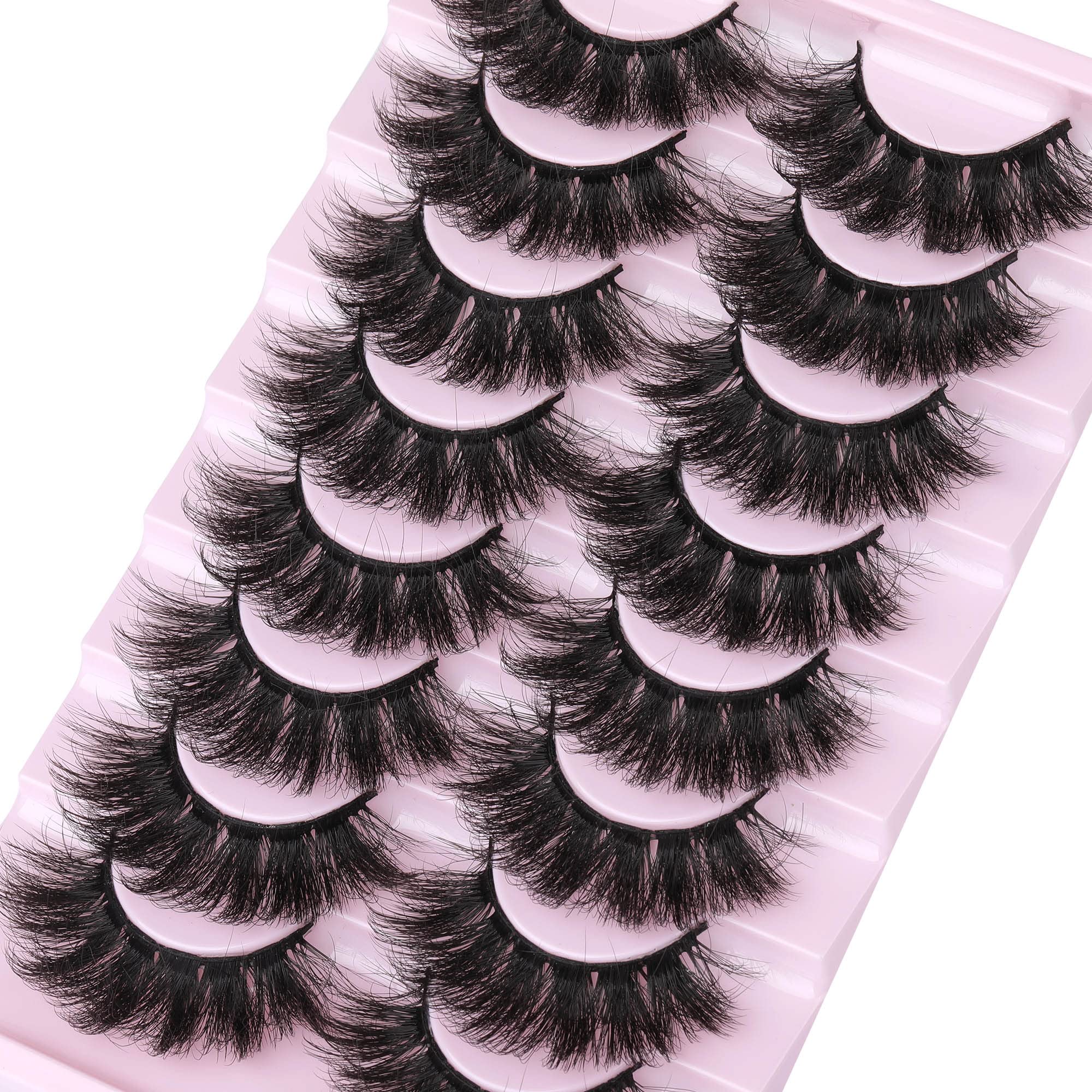 False Eyelashes Thick 20MM Lashes Mink Fluffy Volume 3D Fake Eyelashes Dramatic Full Long Faux Mink Eye Lashes Pack 8 Pairs Big Curly False Lash ALICROWN