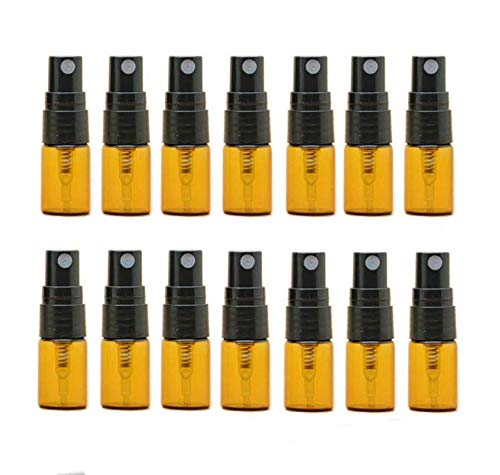 ELFENSTALL- 30pcs 2ml Brown Amber Fine Mist Mini Atomizer Vial Small Glass Bottle Spray Refillable Perfume Empty Sample Bottle Clean Cloth 3ML Pipette Dropper for Travel Party