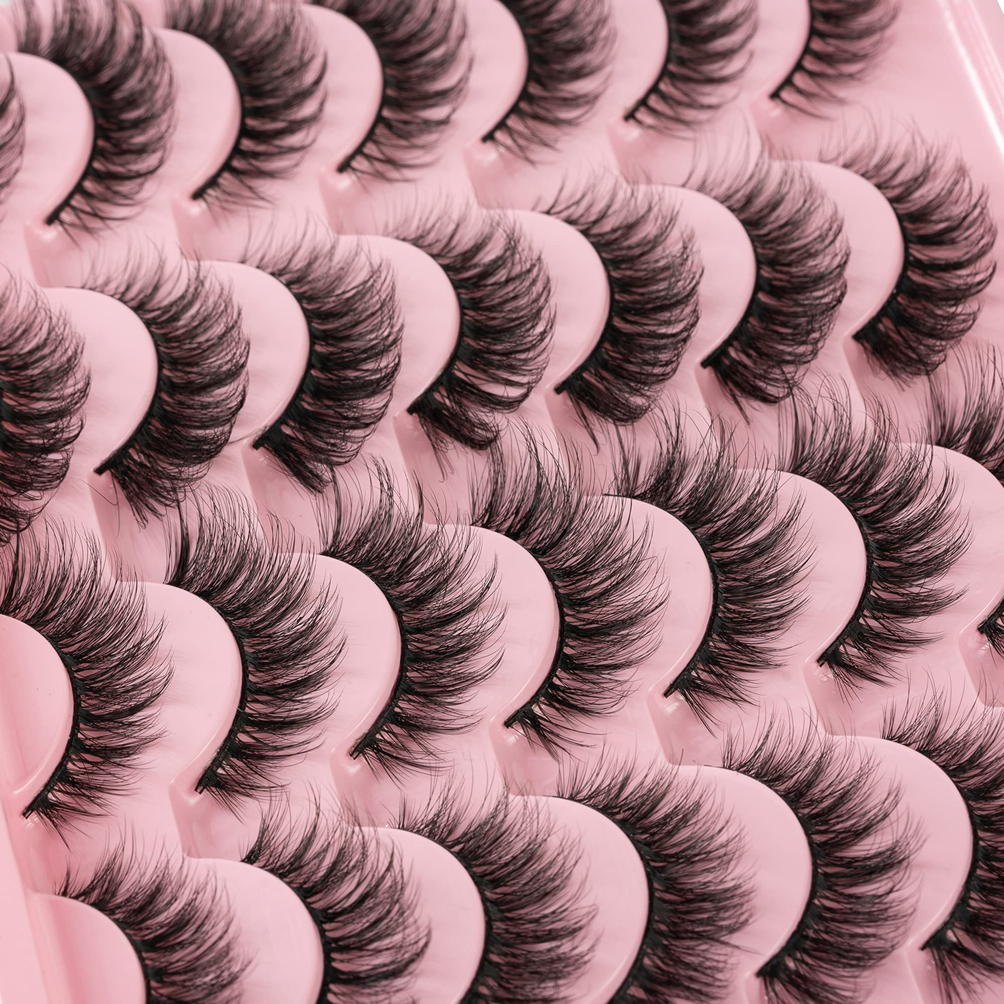 False Eyelashes PestaƱas Postizas Naturales Wispy Mink Lashes Fluffy 17mm Cat Eye Lashes Natural Look 14 Pairs Fake Eyelashes Pack by Josiezoey(2 Styles)