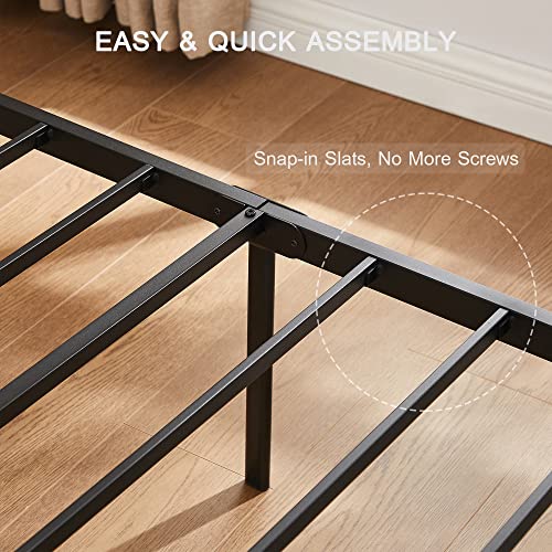 VECELO Twin Platform Bed Frame with Rustic Vintage Wood Headboard, Mattress Foundation, Strong Metal Slats Support, No Box Spring Needed