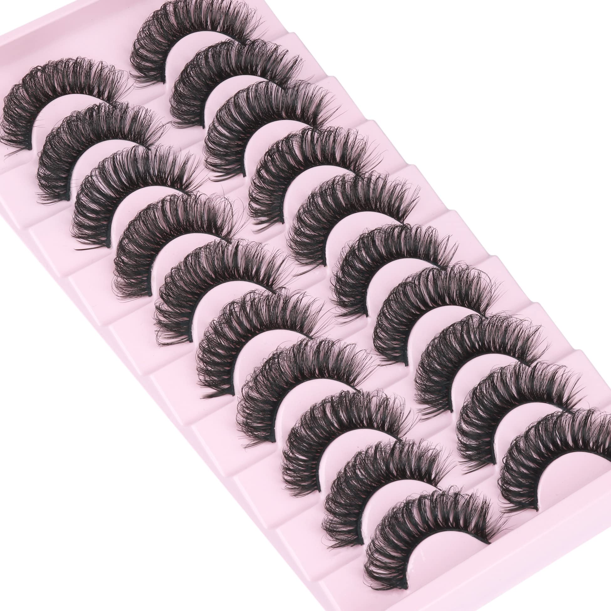 False Eyelashes Russian Strip Lashes Fluffy D Curl Lashes That Look Like Extensions Wispy 10 Pairs Fake Eyelash Pack by EYDEVRO